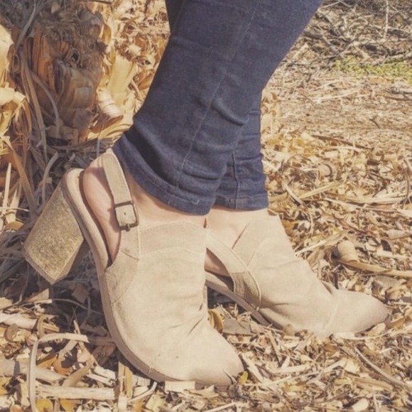 naughty monkey | Shoes | Taupe Slouch Vamp Slingback Block Heel Clog ...